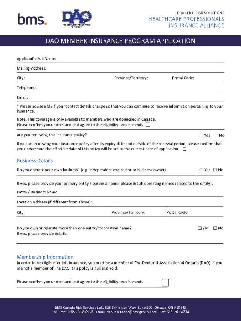 Fillable Online Application for Policy Change or Reinstatement Fax ...