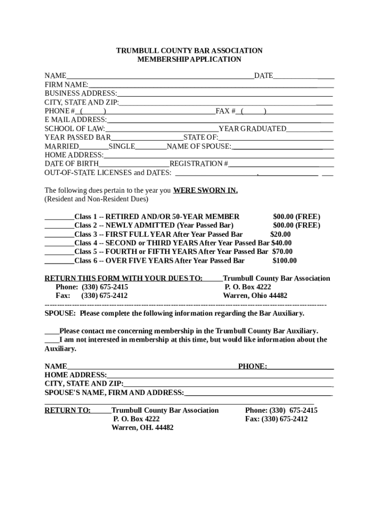 a new membership application Doc Template | pdfFiller