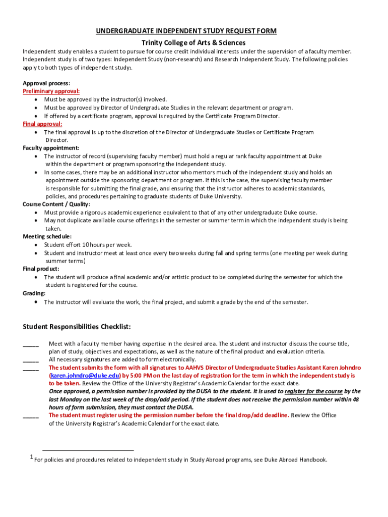 Fillable Online ISS Undergraduate Independent Study Form (PDF) Fax ...
