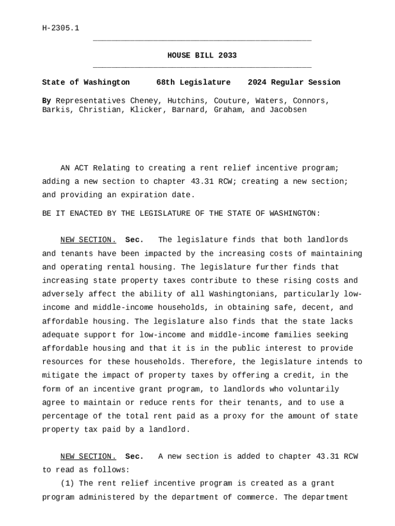 HB 2033 - Washington State Legislature Doc Template | pdfFiller