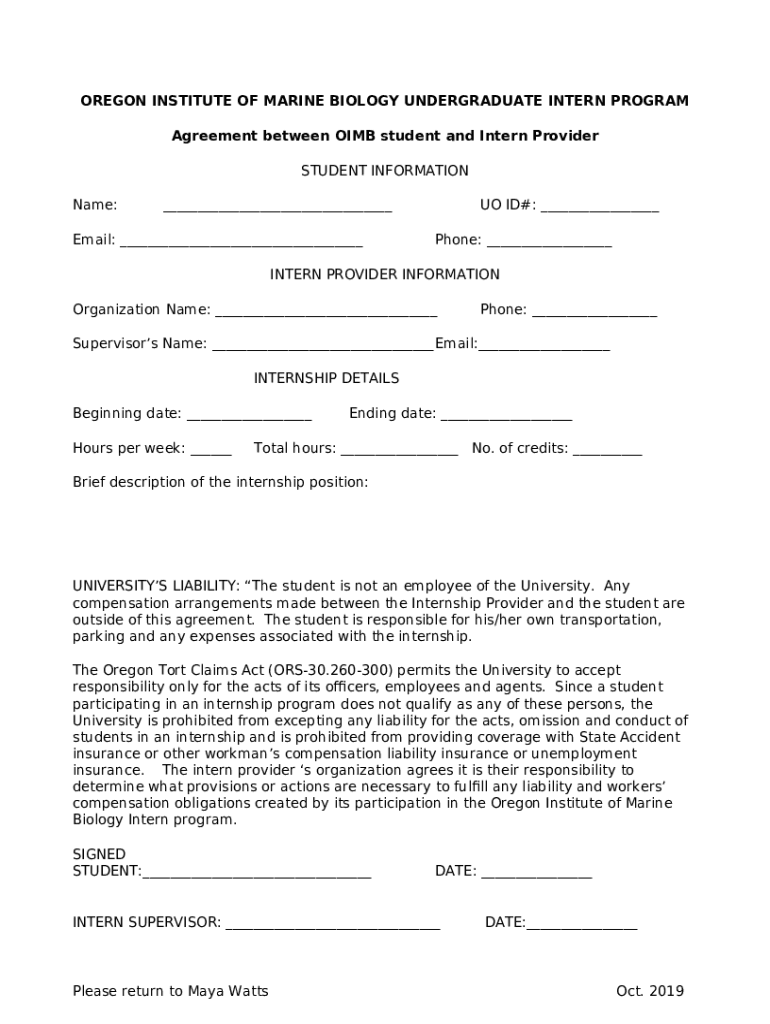OIMB Marine Biology Internship - University of Oregon Doc Template ...