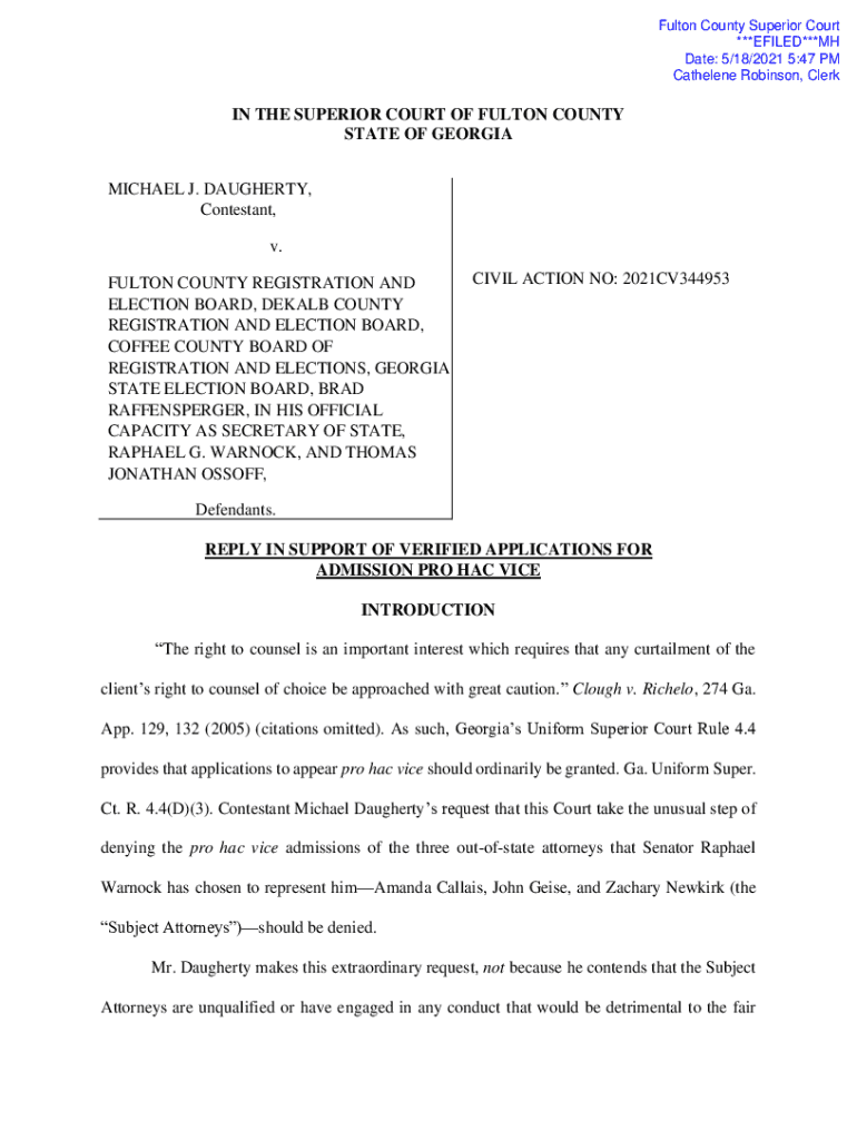 Fillable Online Reply ISO Verified Applications for Admission Pro Hac Vice (KH651680).DOCX ...