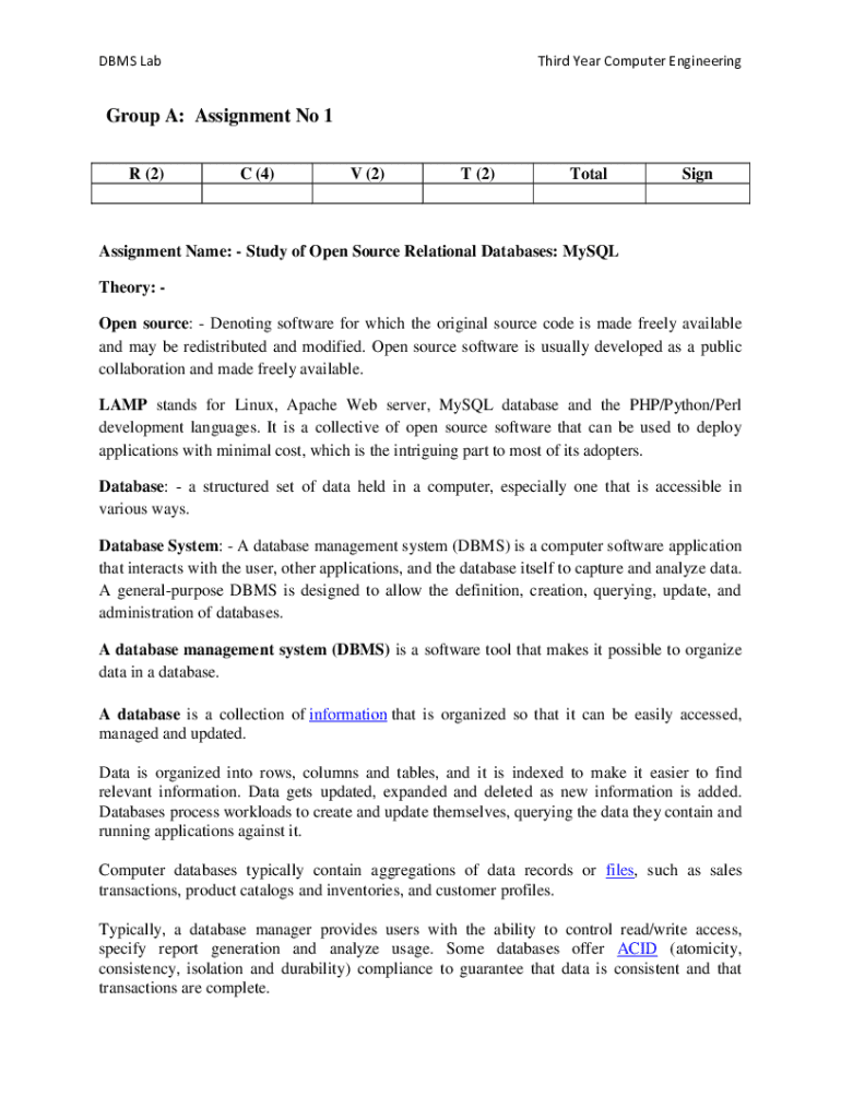 Fillable Online Title: Study of Open Source Relational Databases : MySQL Fax Email Print - pdfFiller