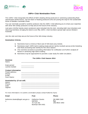 100%+ Club Nomination Doc Template | pdfFiller