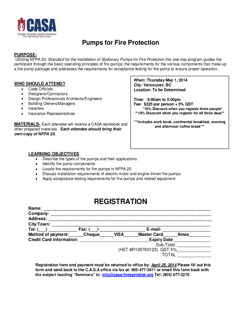 Fillable Online Overview of NFPA 20, Stationary Pumps for Fire ...