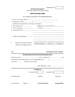 ASSAM APPLICATION (For Original certificate of the ... Doc Template ...