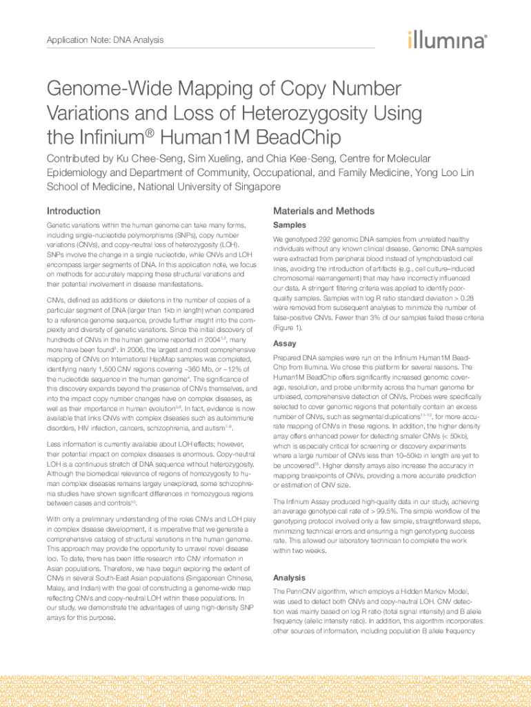 Fillable Online Genome Wide Mapping Of Copy Number Variations And Loss Of Heterozygosity Using