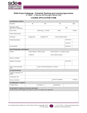 Fillable Online CET Drama Pedegogy Course Application Form Fax Email ...