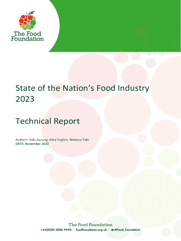 Fillable Online State of the Nation's Food Industry 2023 Technical ...