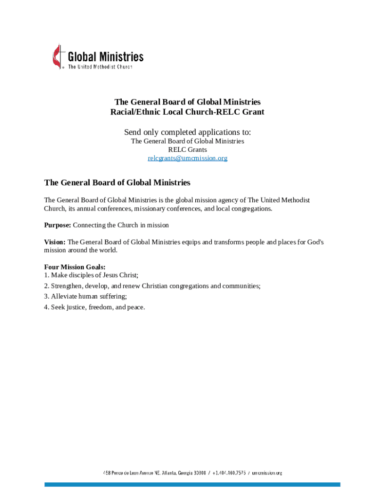 Global Ministries Racial-Ethnic Local Church Grants Doc Template | pdfFiller