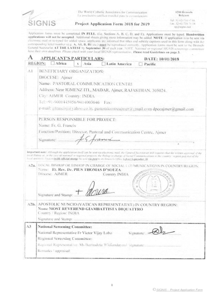 Fillable Online Statement of Signis India National Assembly 2020 Fax Email Print - pdfFiller