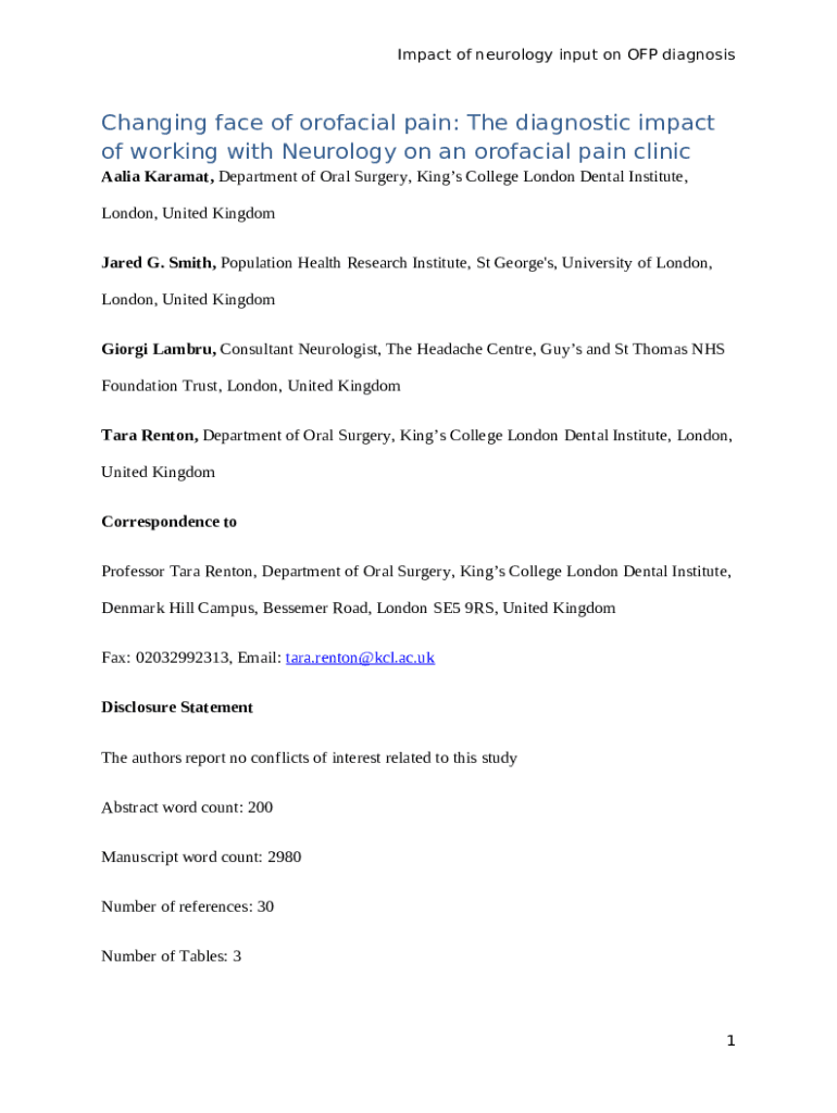 Changing face of orofacial pain: The diagnostic impact of ... - openaccess sgul ac Doc Template ...