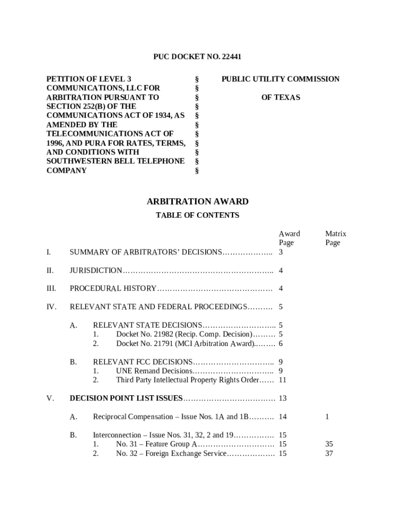 Response to Petition for Arbitration Doc Template | pdfFiller