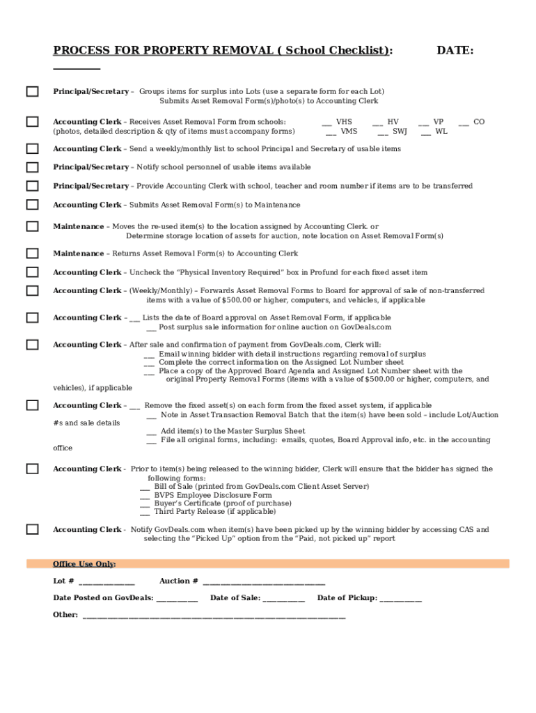 Excess Property Declaration/Capital Asset Deletion ... Doc Template ...