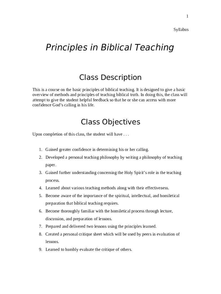 GPA 524 Principles of Bible Study and Teaching Class ... Doc Template ...