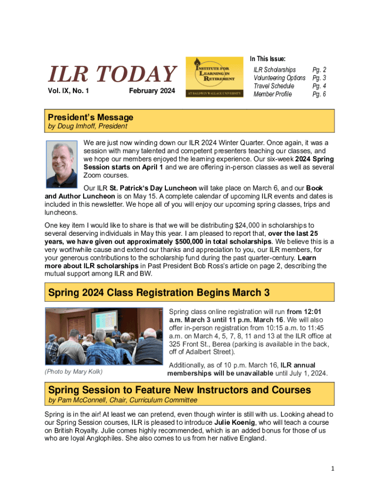 Fillable Online The Institute for Learning in Retirement at Baldwin ...