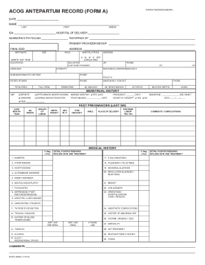 Fillable Online Acog Prenatal Care Flow Sheet Form - Fill Out and Sign ...