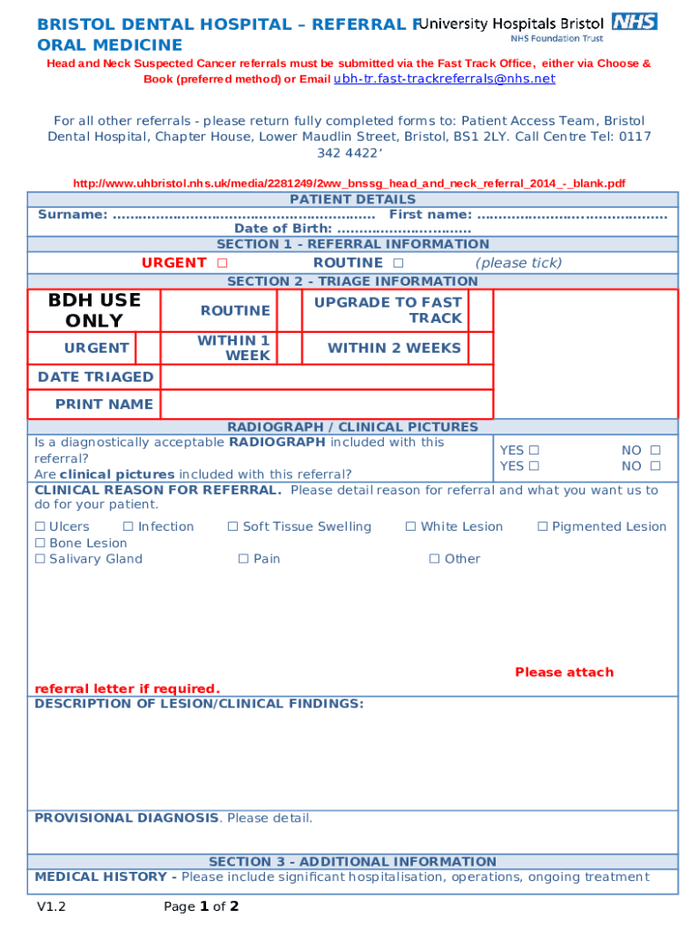 GENERAL ORAL SURGERY Referral V1 June 2023 ... Doc Template | pdfFiller