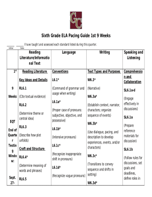 6th Grade ELA First Nine Weeks Pacing Guide and Bundle ... Doc Template ...
