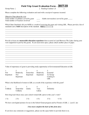 Fillable Online Field Trip Grant Evaluation Form Fax Email Print ...