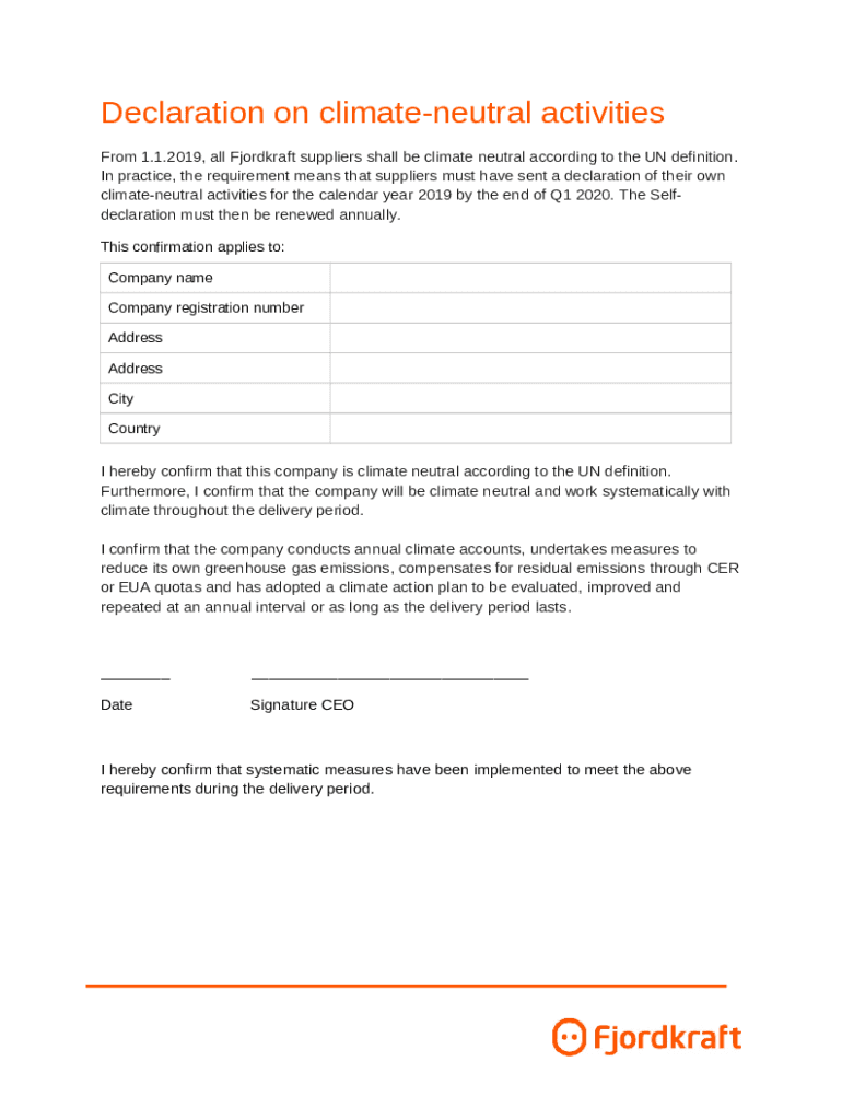 Climate Neutral Now Guidelines for Participation Doc Template | pdfFiller