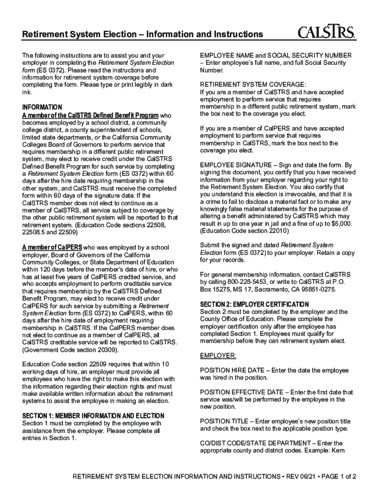 Fillable Online STRS-PERS Election Form.pdf Fax Email Print - pdfFiller