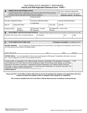 Fillable Online Fillable Online csun Staff Separation/Clearance Form ...