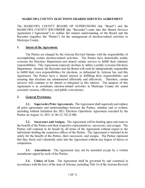 Fillable Online maricopa county elections shared services agreement Fax ...