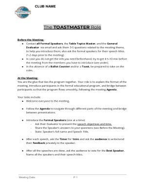 Fillable Online Toastmaster Role Form 2021 - Calgary Pace Setters ...
