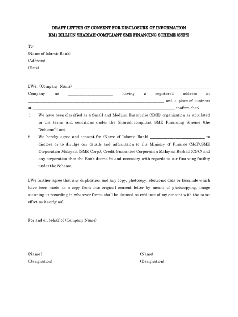 Fillable Online draft letter of consent for disclosure of information ...