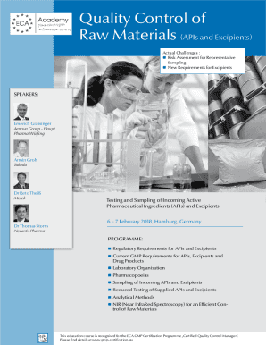 Fillable Online Quality Control of Raw Materials (APIs and Excipients ...