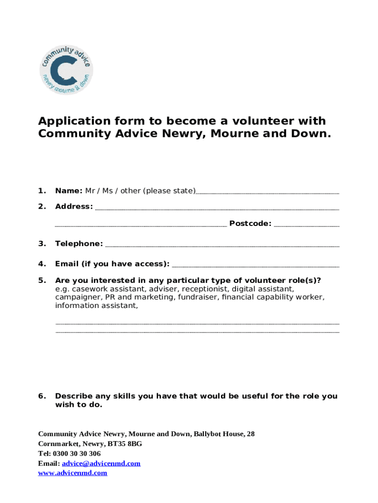 Community Advice Newry, Mourne and Down Doc Template | pdfFiller