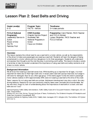 Fillable Online Important Facts for Seat Belts: Safety Restraint Use ...