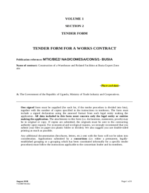 TENDER GUARANTEE Works contract Doc Template | pdfFiller