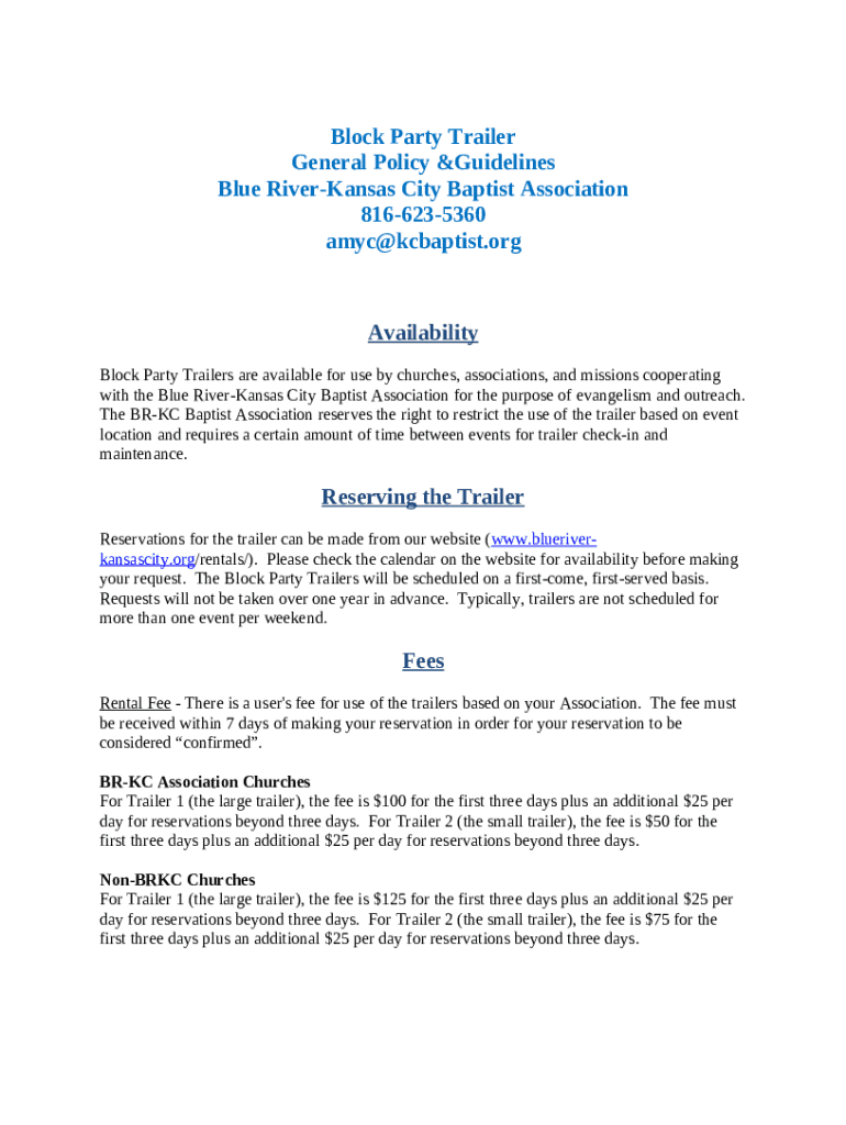 Block Party Ministry Trailer General Policies and Guidelines Doc ...