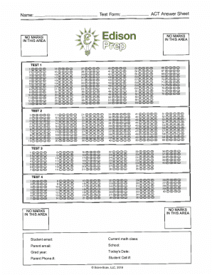 Fillable Online ACT Answer Key Test Form: Fax Email Print - pdfFiller