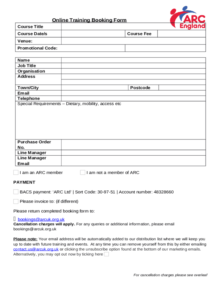 Online Training Booking Doc Template | pdfFiller