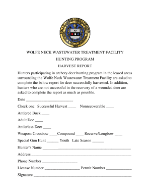 Fillable Online Wolfe Neck Hunting Program Harvest Report Form Fax ...