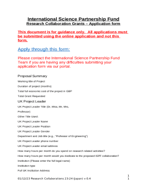 ISPF Research Collaboration Grant Applicant Guidelines Doc Template | pdfFiller