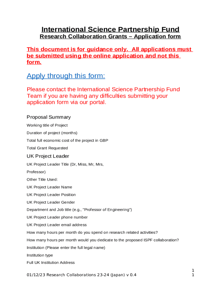 ISPF Research Collaboration Grant Applicant Guidelines Doc Template ...