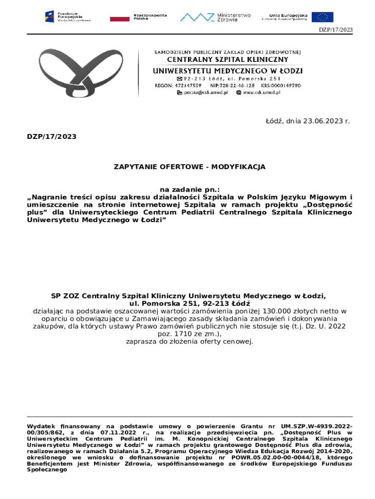 Specyfikacja Istotnych Warunkw Zamwienia - csk.umed.pl Doc Template | pdfFiller