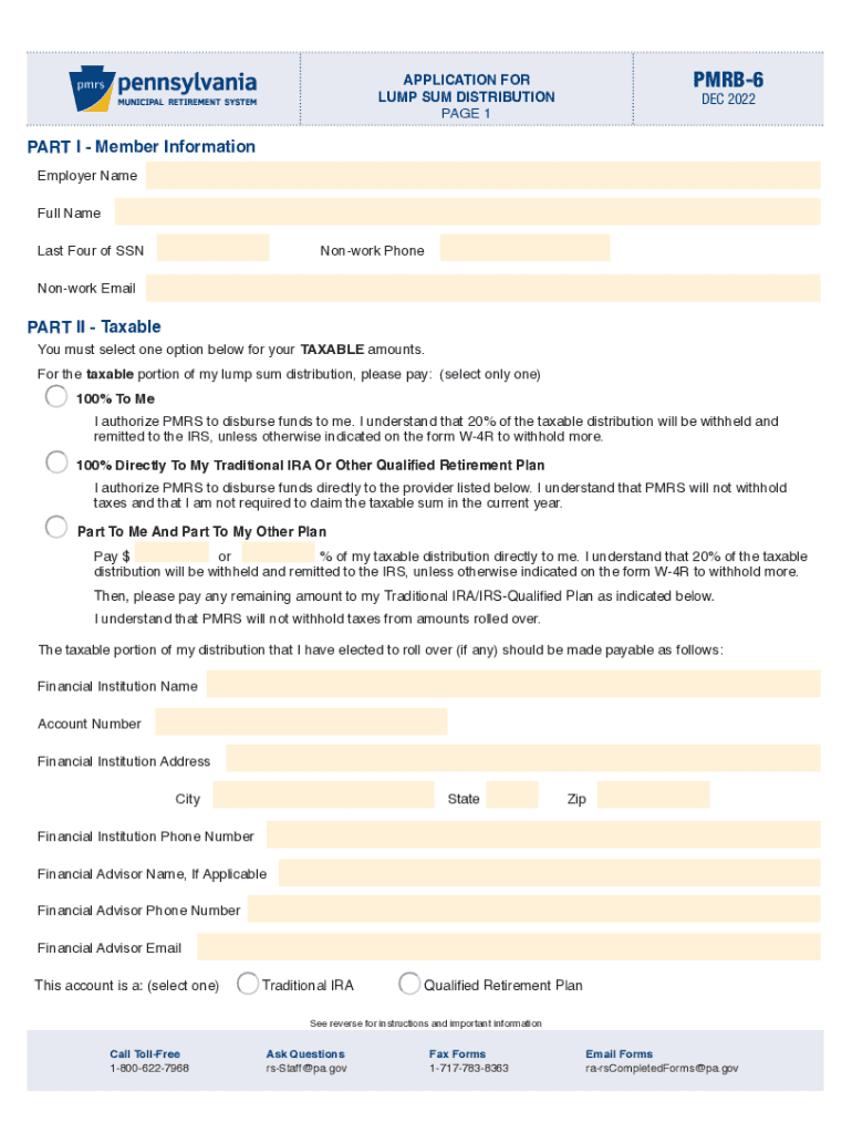 Fillable Online Application for Lump Sum Payment on: Fax Email Print - pdfFiller