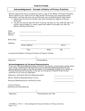 The HIPAA E-Tool PR-11.C Acknowledgement Receipt of ... Doc Template ...