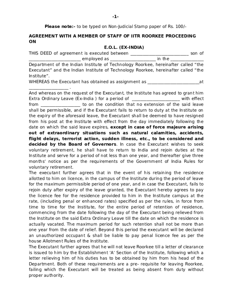 100 Rs Stamp Paper PDF Download - iitr ac Doc Template | pdfFiller