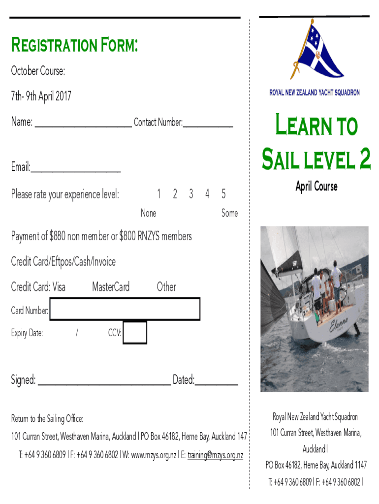 Fillable Online Sailing Classes & On-the-Water Training Fax Email Print ...