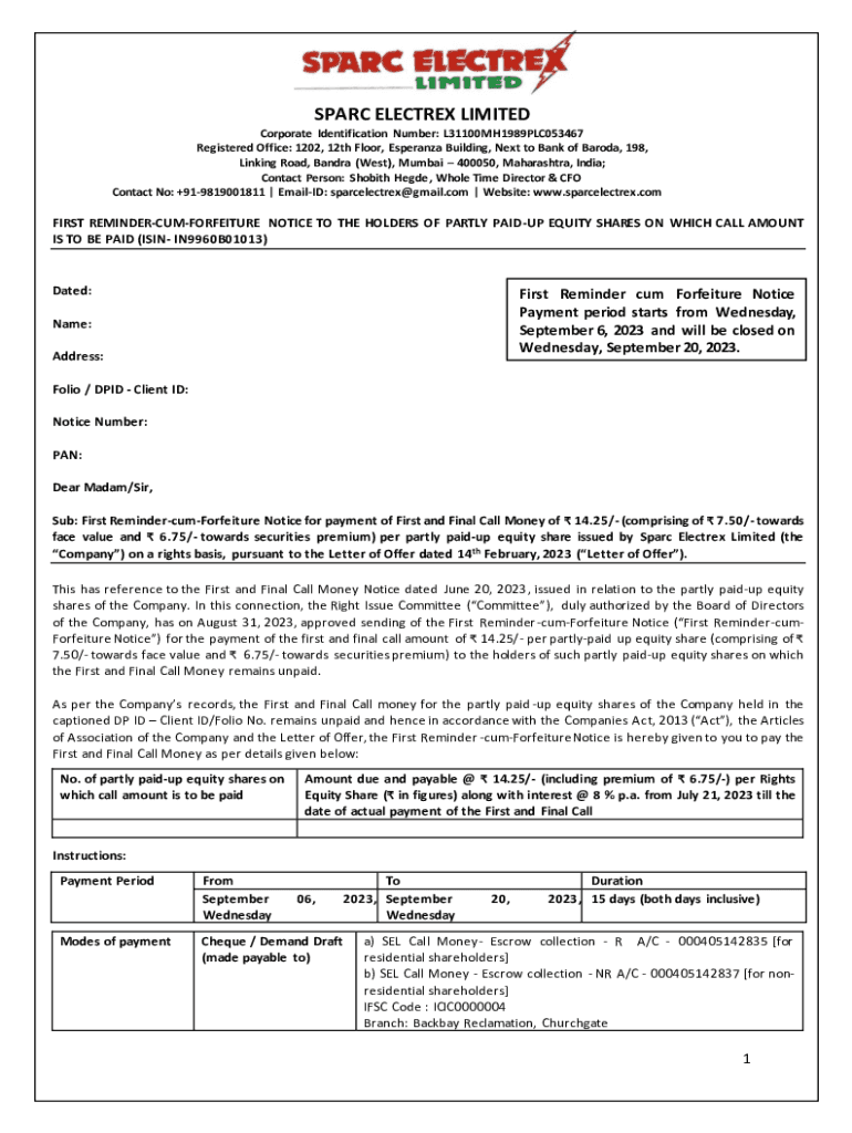 Fillable Online SPARC ELECTREX LIMITED DetailsCompany Profile - Indian ... Fax Email Print ...