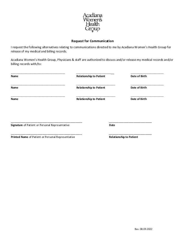 Fillable Online Request for Communication Fax Email Print - pdfFiller