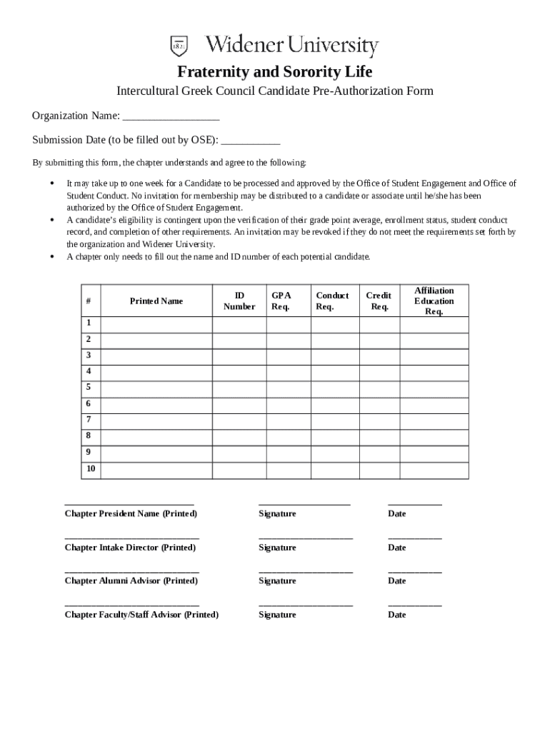 IGC Candidate Pre-Authorization - CDN Doc Template | pdfFiller