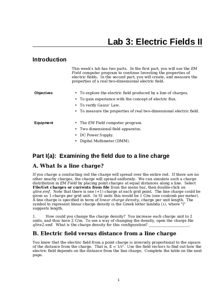 Lab 3: Electric Field Lines II Name: Date: 1. Purpose - www-personal umd umich Doc Template ...
