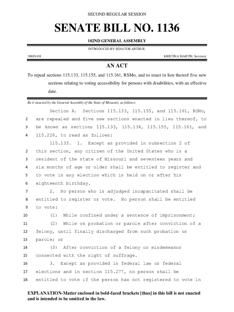 Fillable Online SENATE BILL NO. 1136 Fax Email Print - pdfFiller
